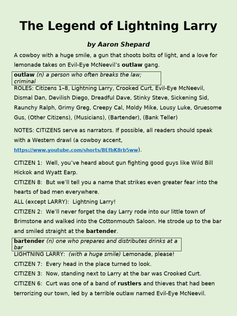 Lightning Larry vs. Evil-Eye McNeevil | PDF