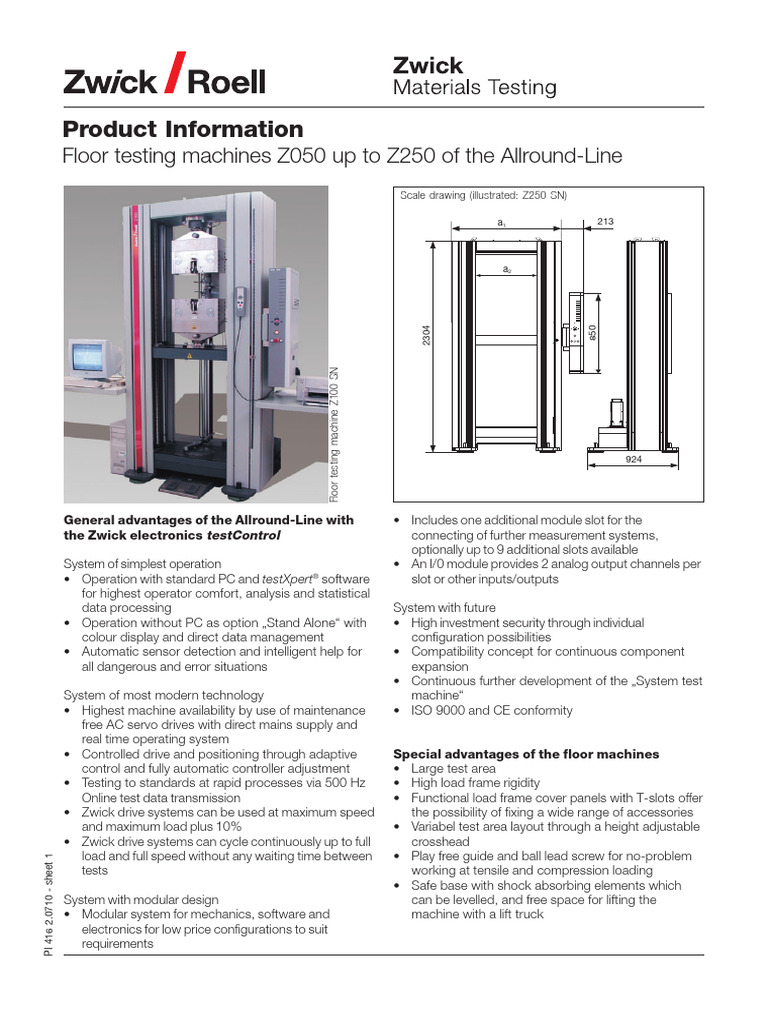 Zwick Z050 to Z250 Testing Machines | PDF | Electrical Engineering ...