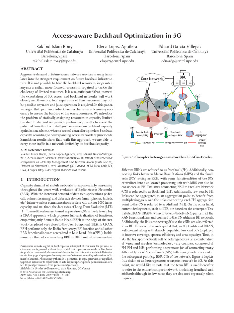 5G Access-Aware Backhaul Optimization | PDF | Lte (Telecommunication ...