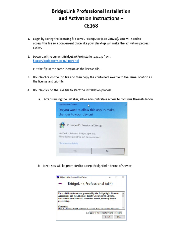 BridgeLink Installation & Activation Guide | PDF