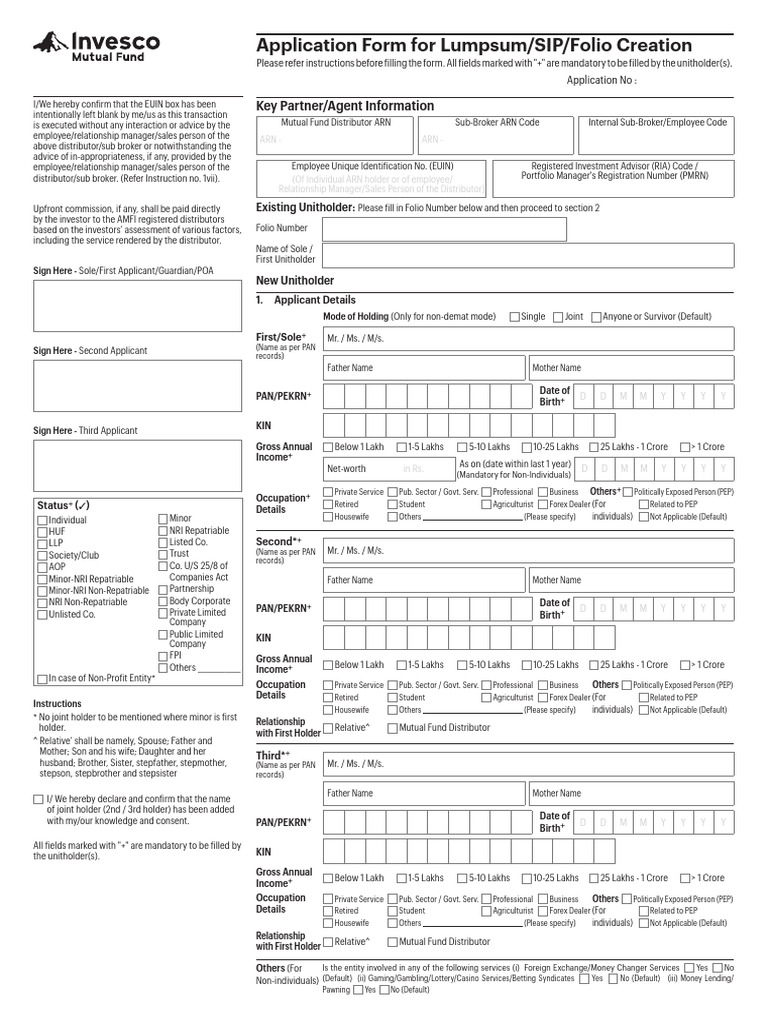 Invesco New Common Application Form | PDF | Cheque | Debit Card