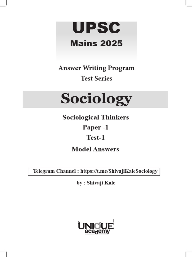 UPSC (AWP) Sociology - Test 1 (Model Answers) | PDF | Sociology ...