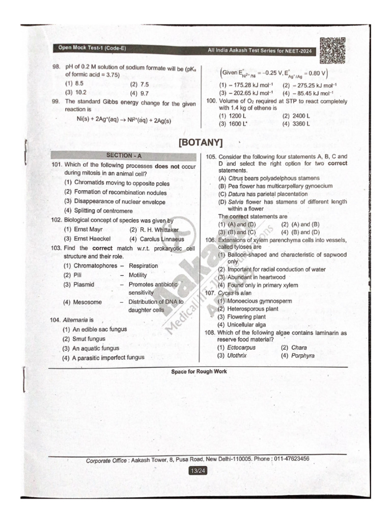 Open Mock Test-1 (Code-E) II | PDF