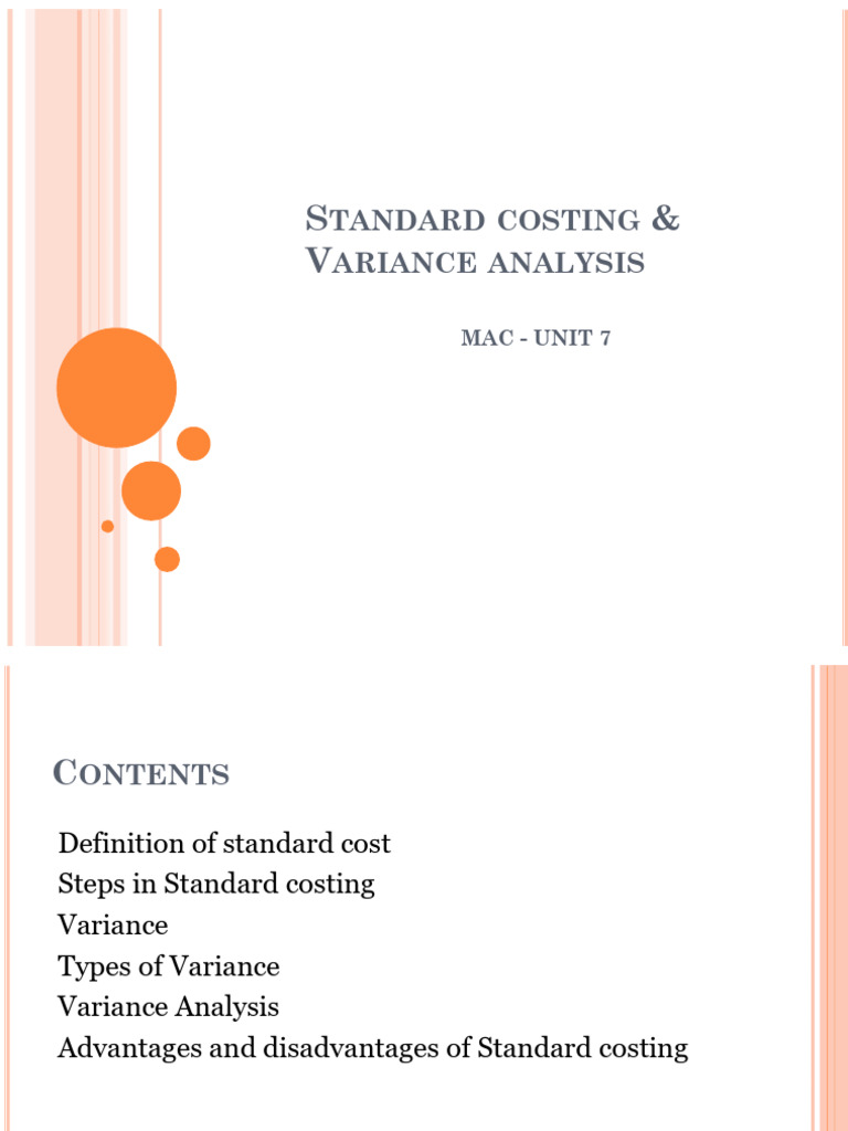 Standard Costing and Variance Analysis Guide | PDF | Variance | Cost ...