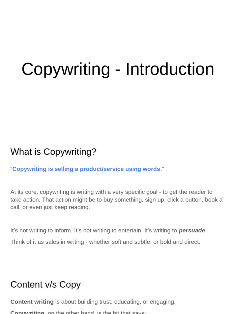 Copywriting - Introduction | PDF | Copywriting