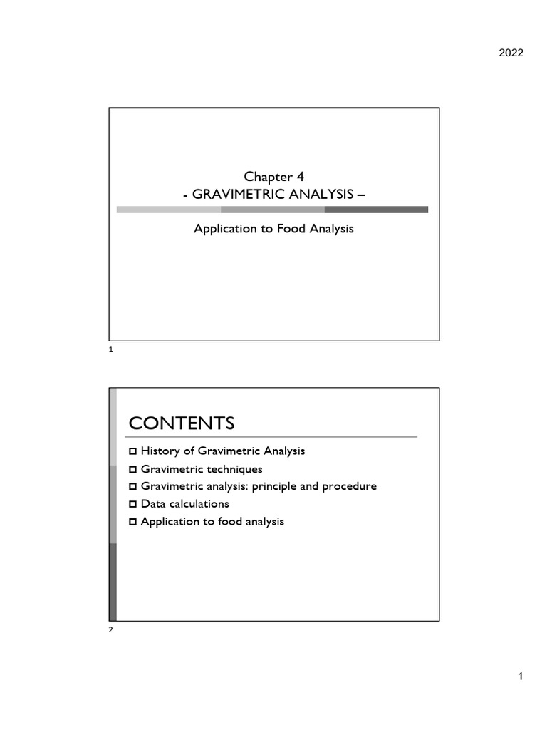 Gravimetric Analysis in Food Testing | PDF | Chemical Substances ...