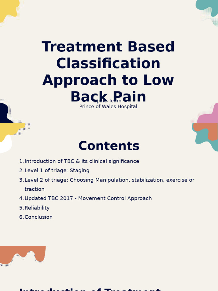 Treatment Based Classification | PDF | Musculoskeletal System ...