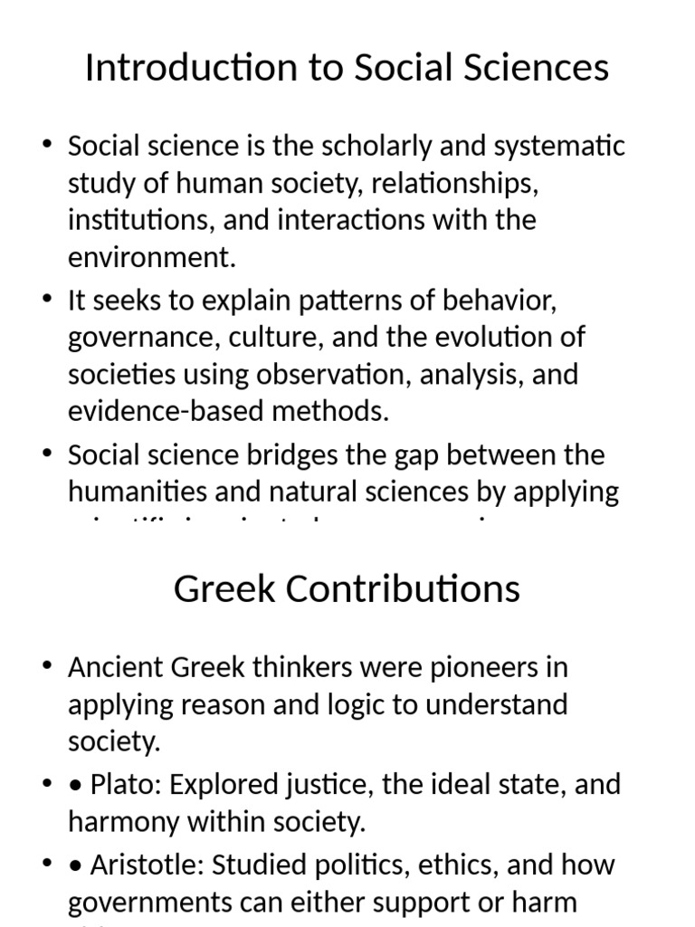 Intro To Social Sciences Presentation Expanded | PDF | Science | Social Sciences