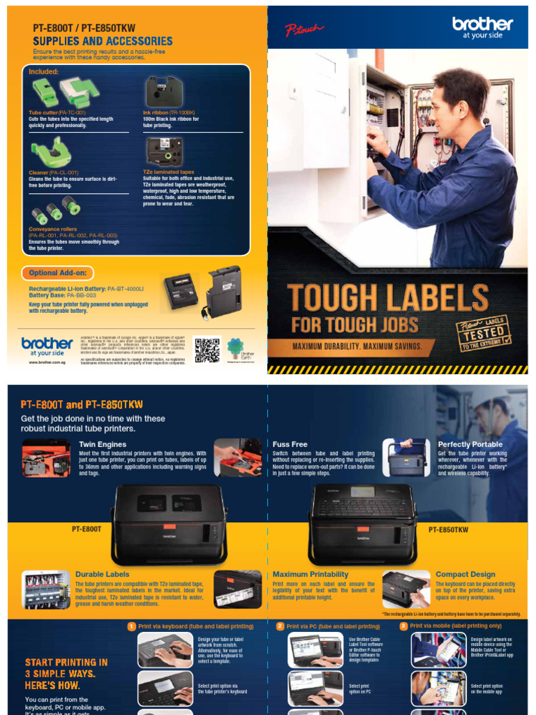 Brother PT-E800T Ferrule Printer Guide | PDF | Printer (Computing ...