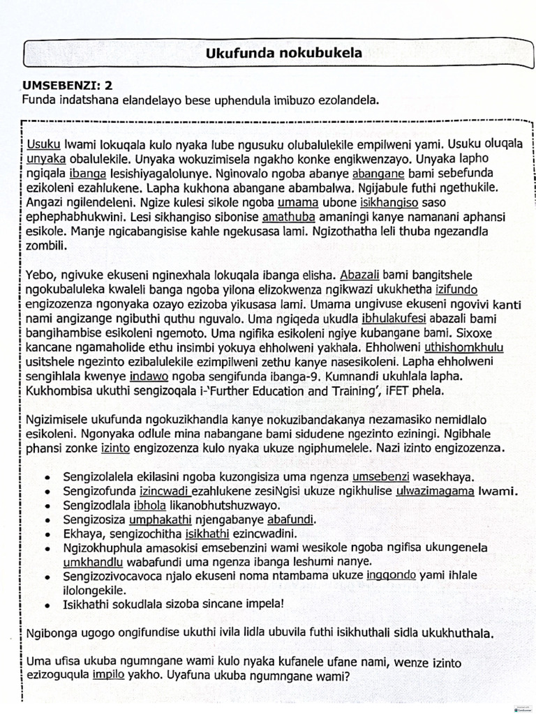 Isifundo Sokuqondisisa | PDF