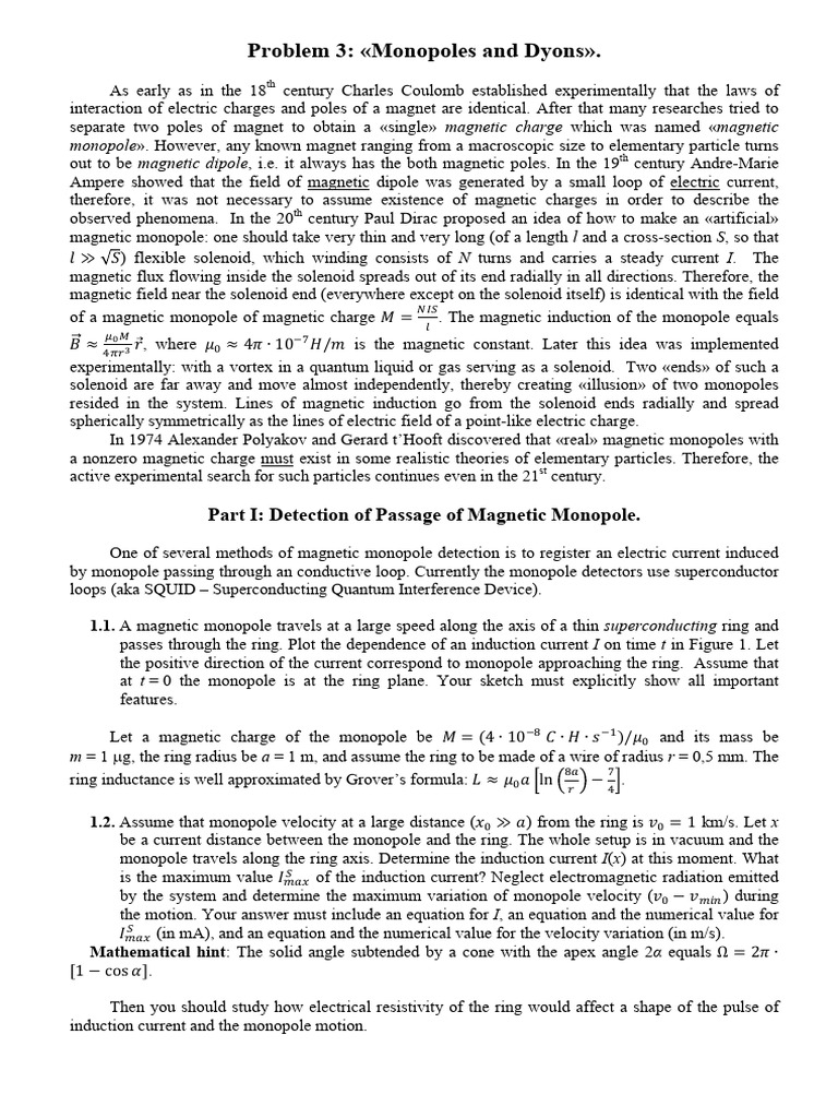 Phys Theory3 Solutions 2019 en | PDF | Magnetic Field | Angular Momentum