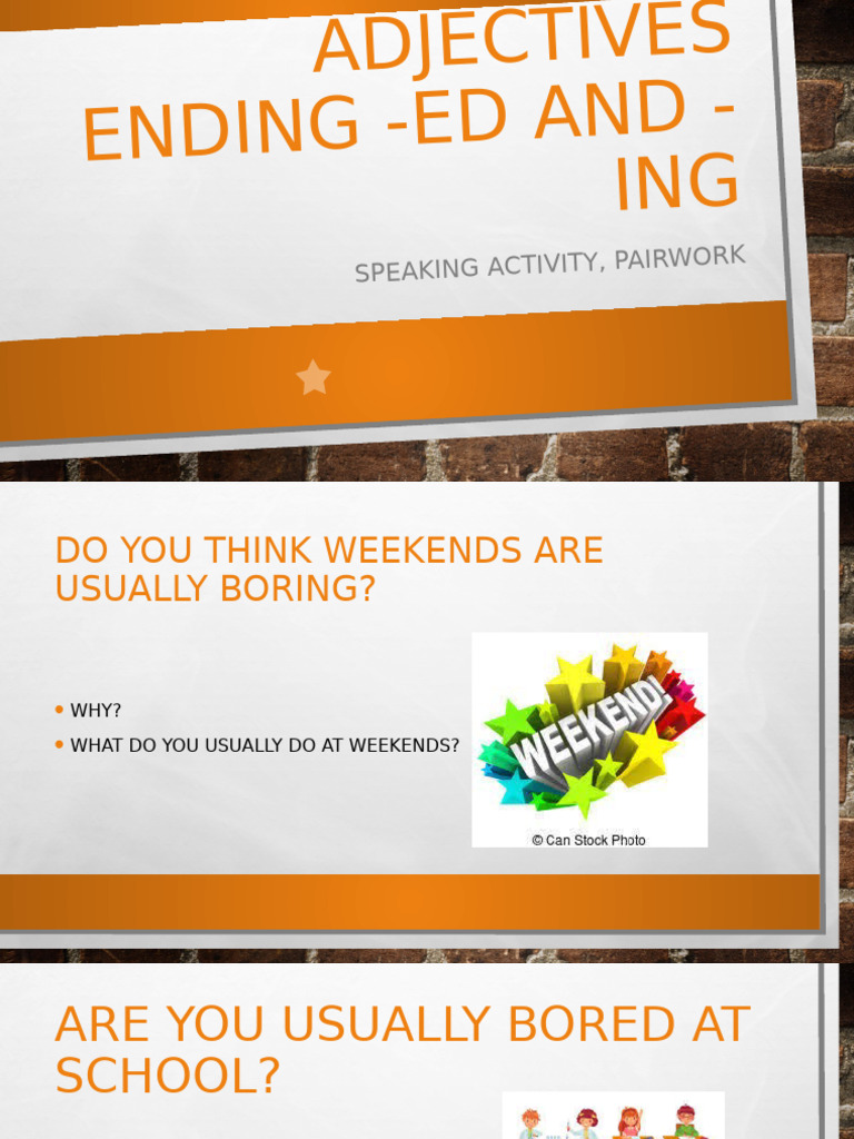 Speaking Activity Using Adjectives Ed and Ing Conversation Topics ...