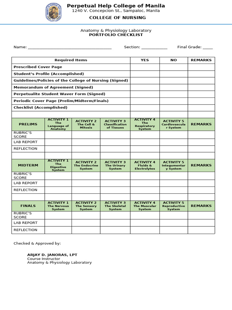 Portfolio Checklist 3 | PDF