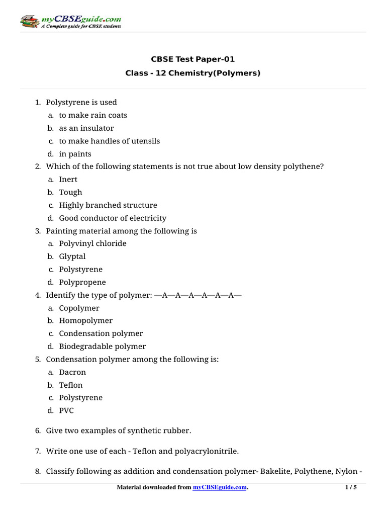 Polymers | PDF | Polymers | Thermoplastic