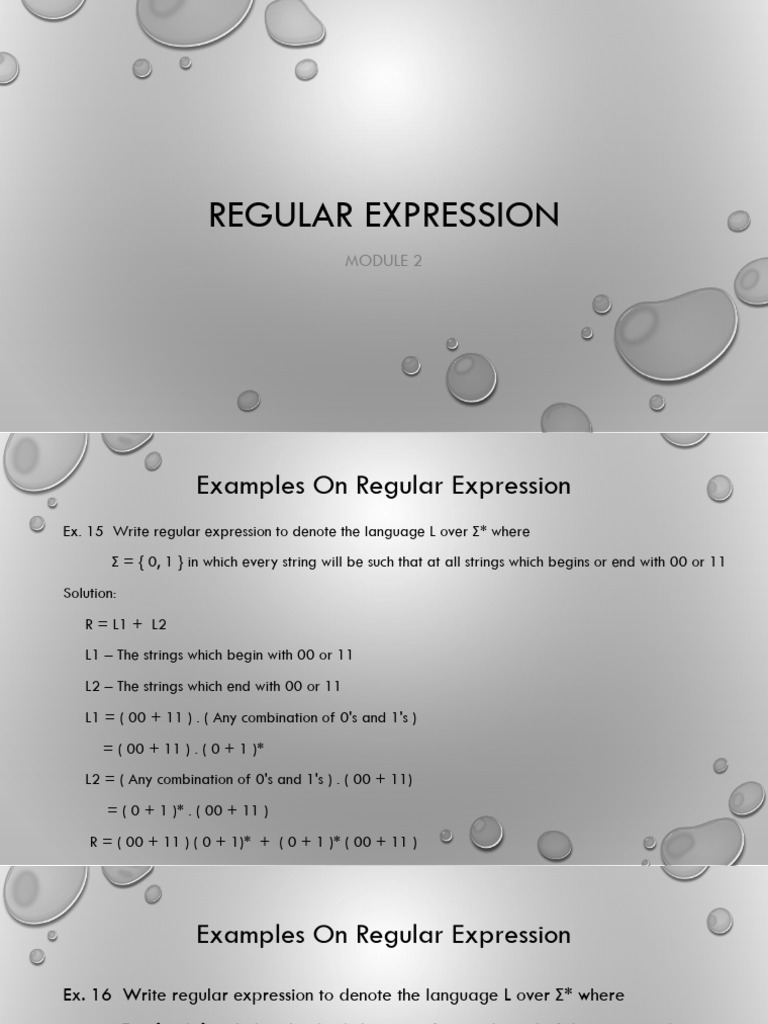 Regular Expressions Examples and Solutions | PDF | String (Computer ...