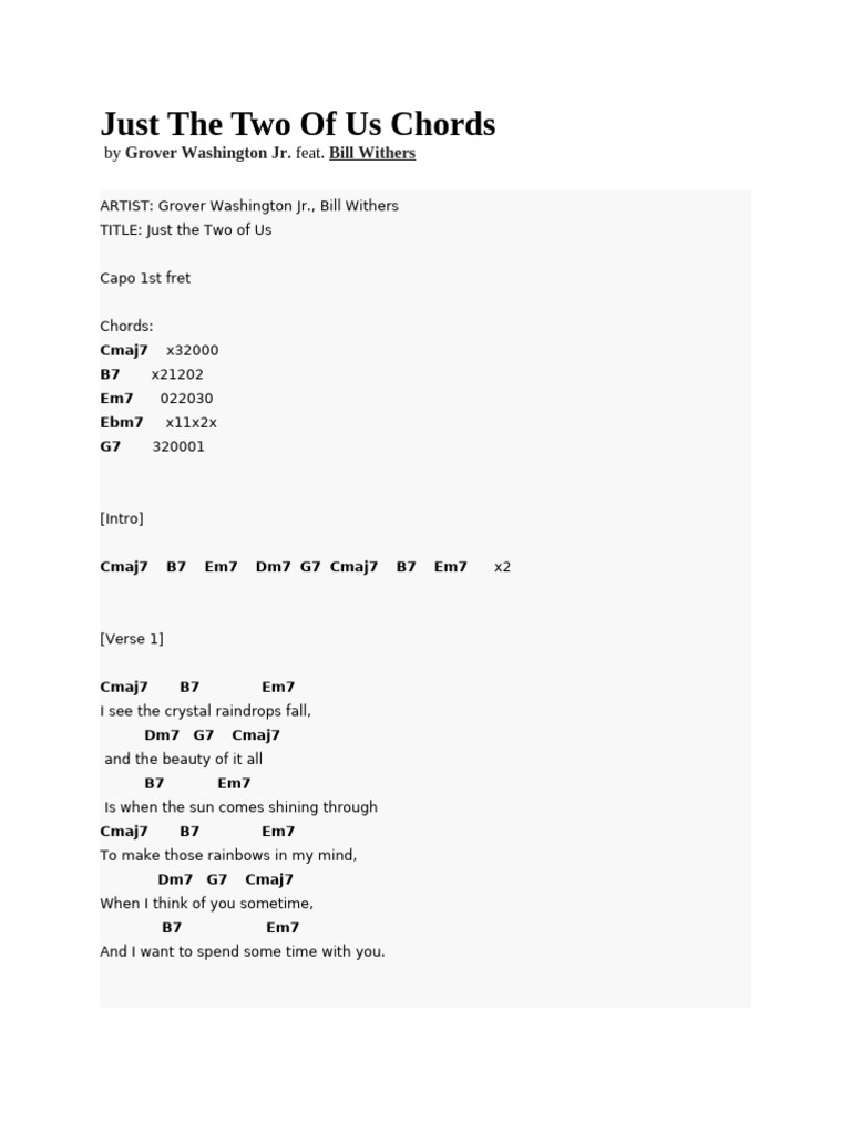 Just The Two of Us Chords | PDF | Recorded Music | Sound Recording
