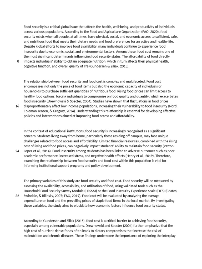 Food Security Is A Critical Global Issue That Affects The Health | PDF ...