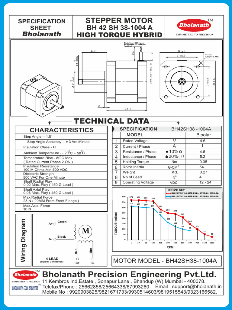 Stepper Motor Data Sheets From Bholanath | PDF | Electrical Equipment | Electrical Components