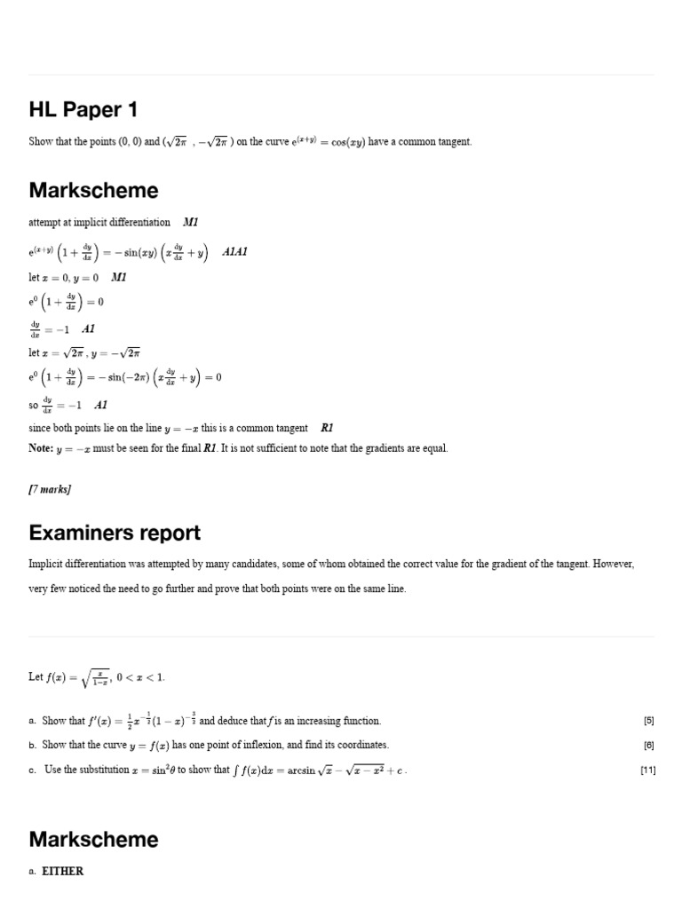 Math Paper 1 Topic 2 Ms | PDF | Tangent | Mathematical Proof