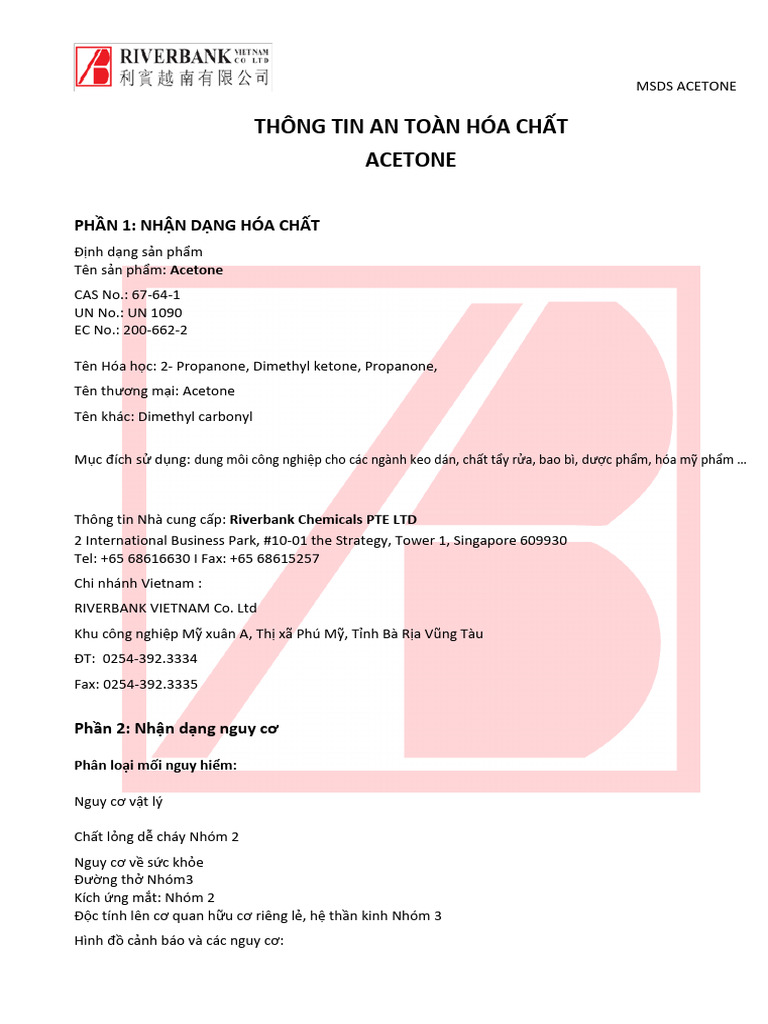 MSDS Acetone | PDF