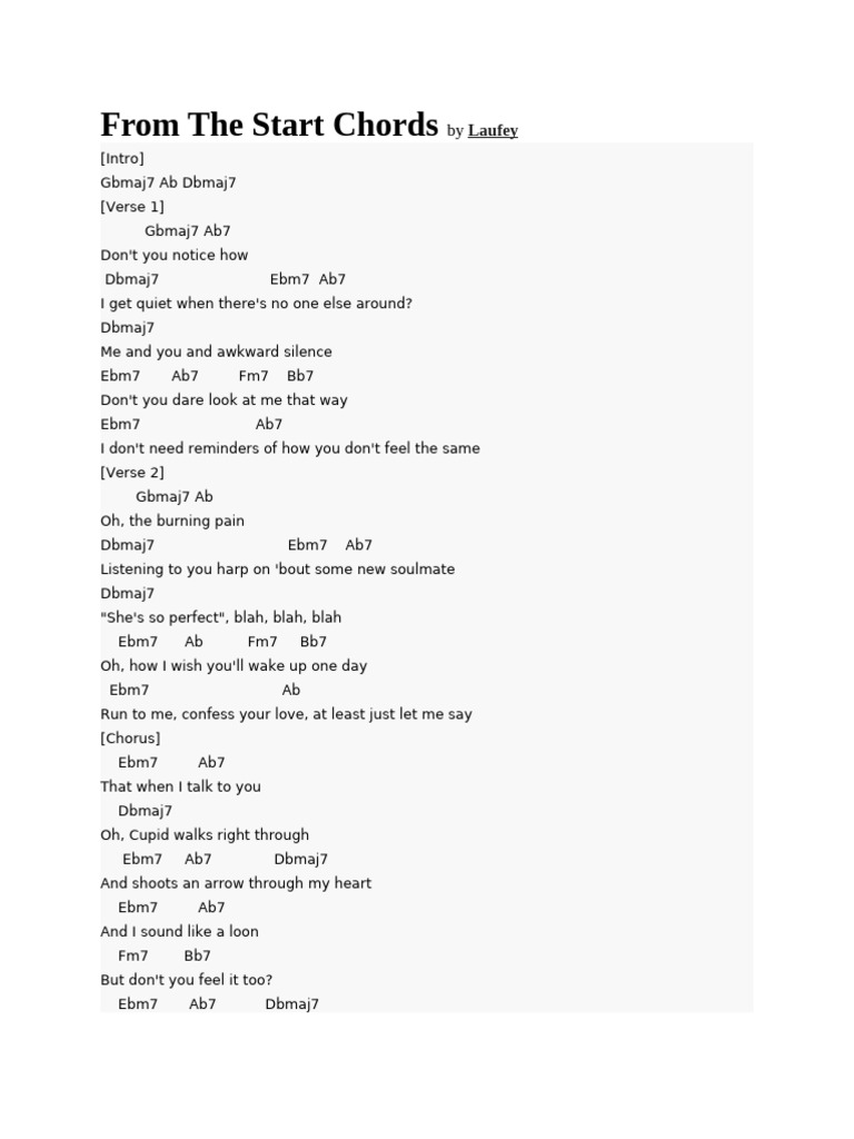 From The Start Chords and Lyrics | PDF