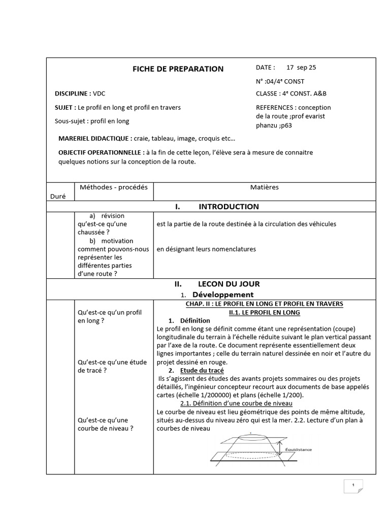 Profil en long et étude de tracé routier | PDF