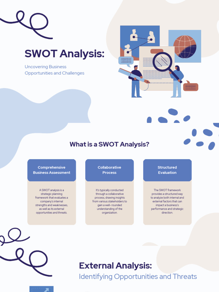 Blue and Cream Illustrative SWOT Analysis Presentation | PDF | Swot ...