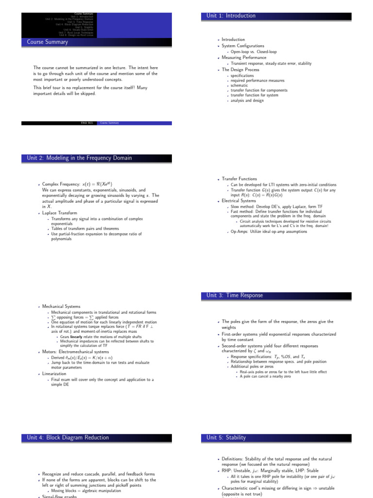 Summary Quad | PDF | Control Theory | Steady State