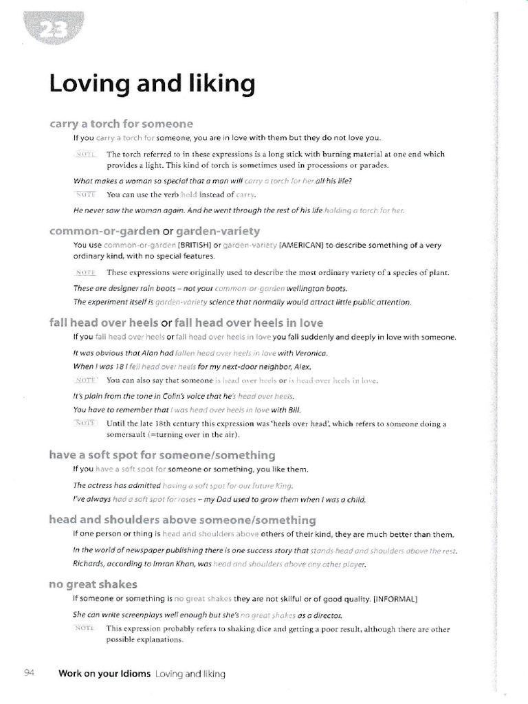 Idioms 23 - Loving and Liking | PDF