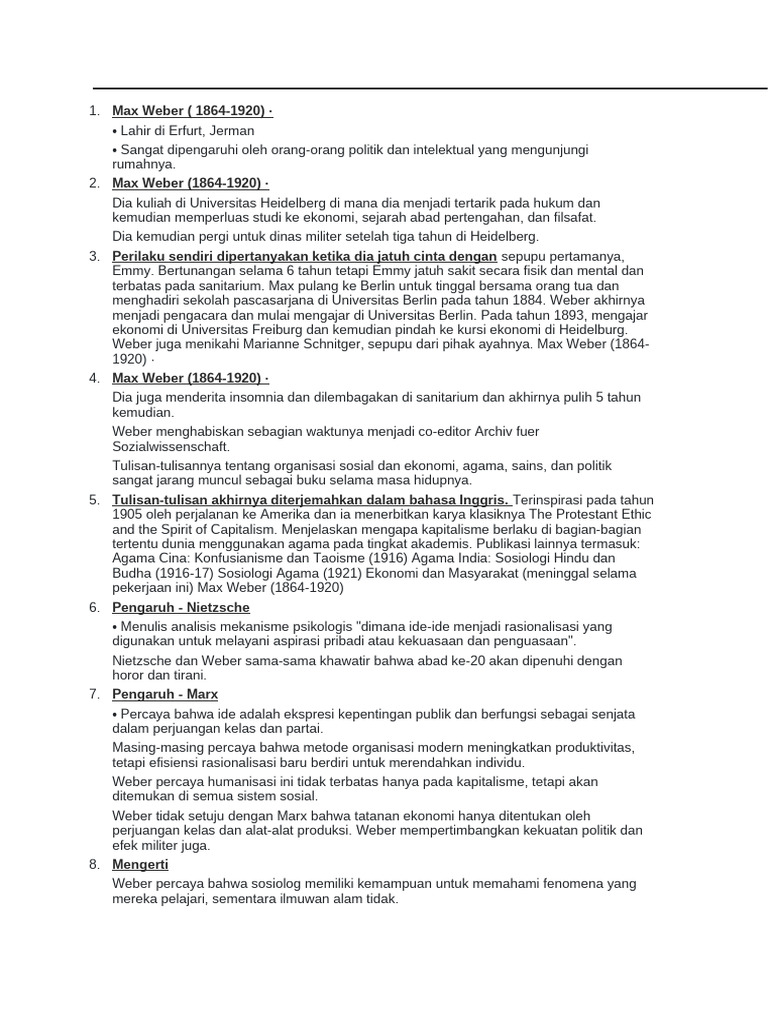 Kesimpulan Pemikiran Max Weber | PDF