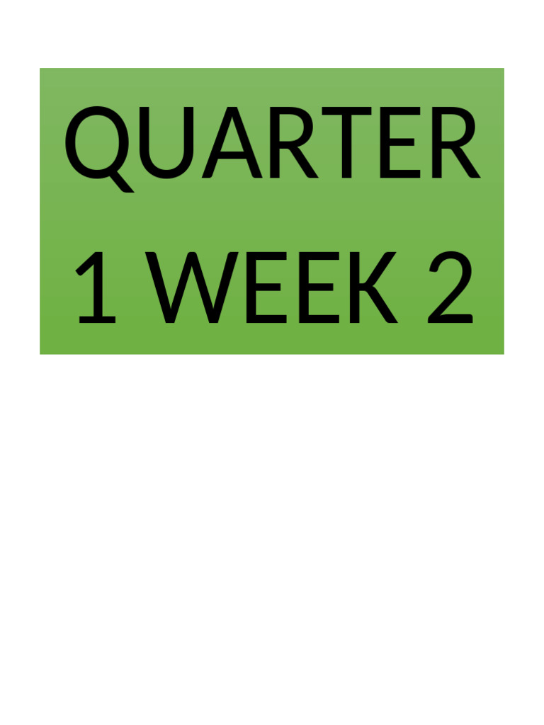 Quarter 1 Week 3 | PDF