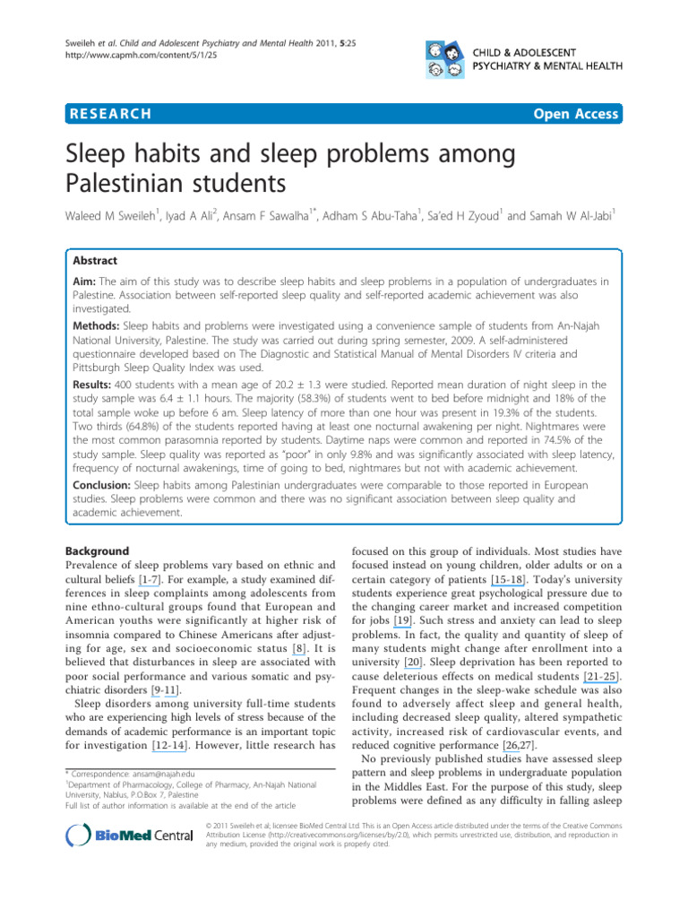 Sleep Habits and Sleep Problems Among Pa | PDF | Sleep | Sleep Disorder
