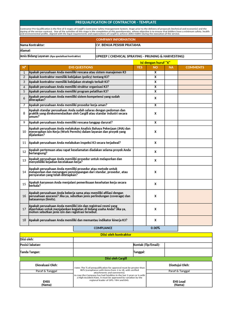 Contractor Prequalification Questionnaire Form PQF Template (Global 2024) | PDF