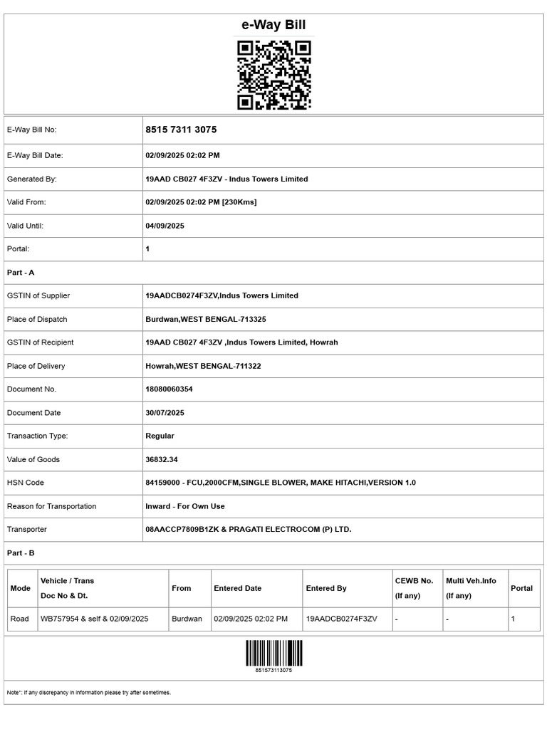 E Way Bill System 354 | PDF