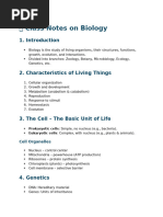 Biology Class 9 Notes - Chapter 1 | PDF
