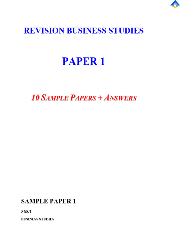 Business Studies Paper 1 Revision Booklet | PDF | Debits And Credits | Taxes
