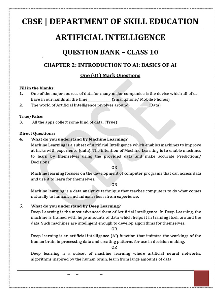 Q ClassX AI Ch2 1925 | PDF | Artificial Intelligence | Intelligence (AI ...