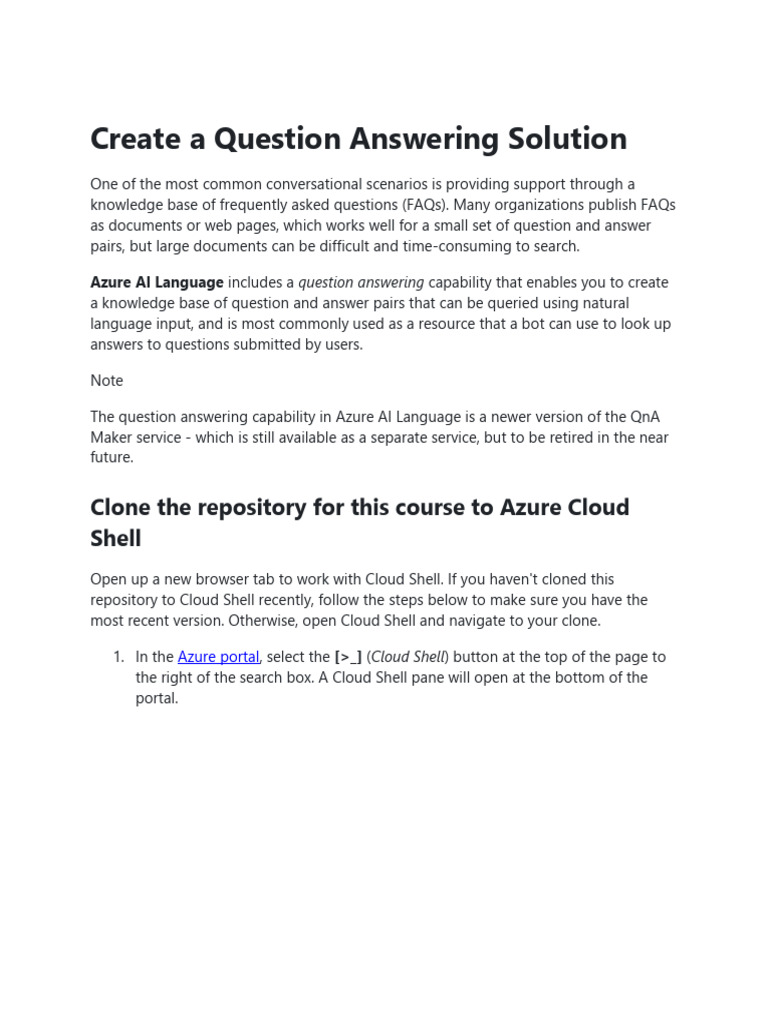 Lab 12 - Create A Question Answering Solution | PDF | Microsoft Azure | Faq
