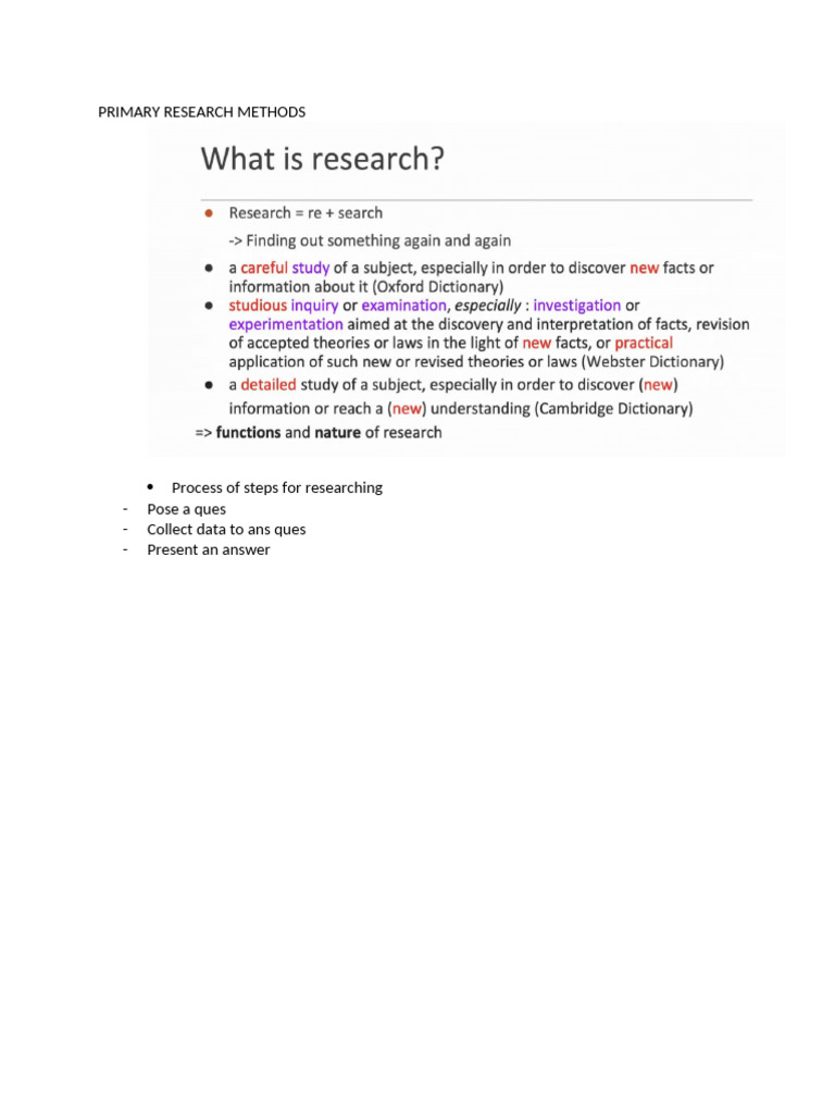 Primary Research Methods | PDF