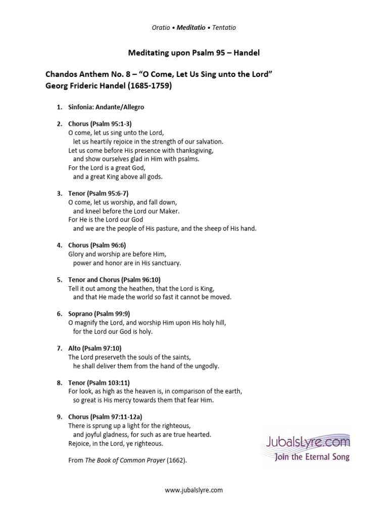 Meditating Upon Psalm 95 Handel Chandos Anthem No 8 Rev | PDF