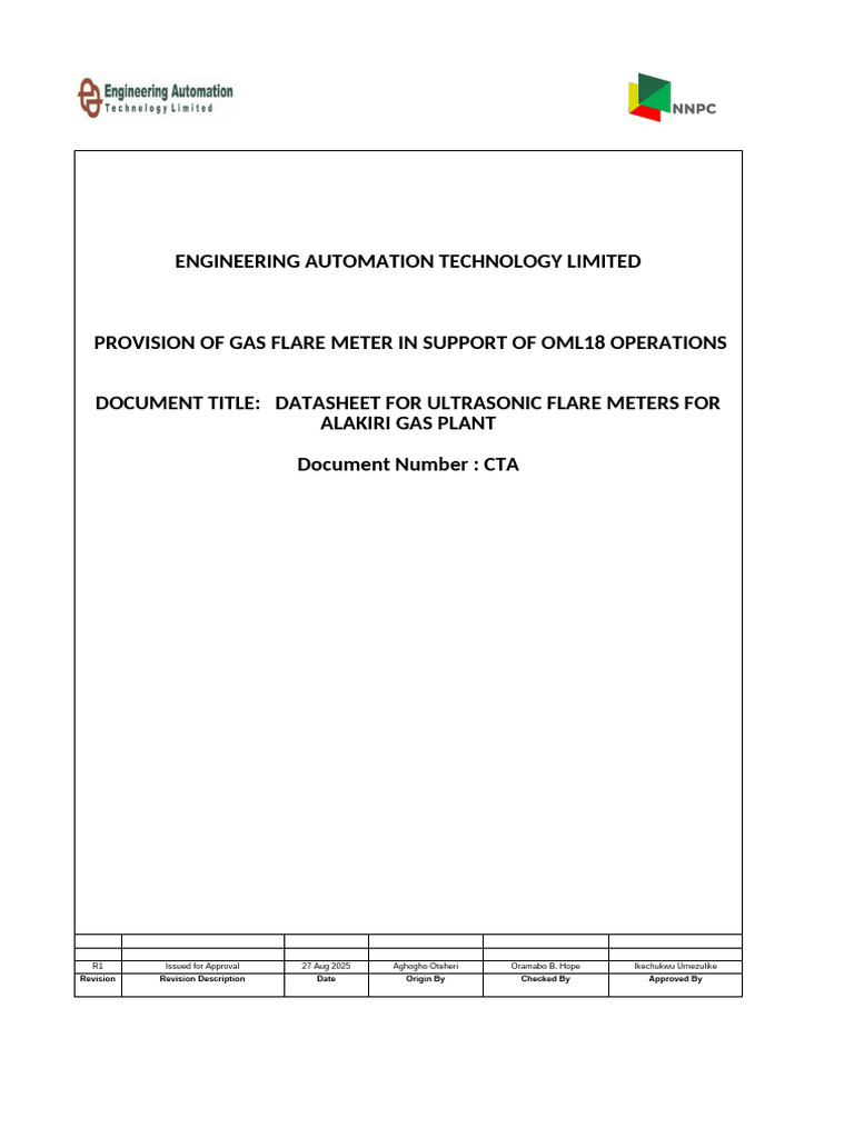 Ultrasonic Flare Meter for Alakiri Plant | PDF | Fluid Dynamics | Flow ...