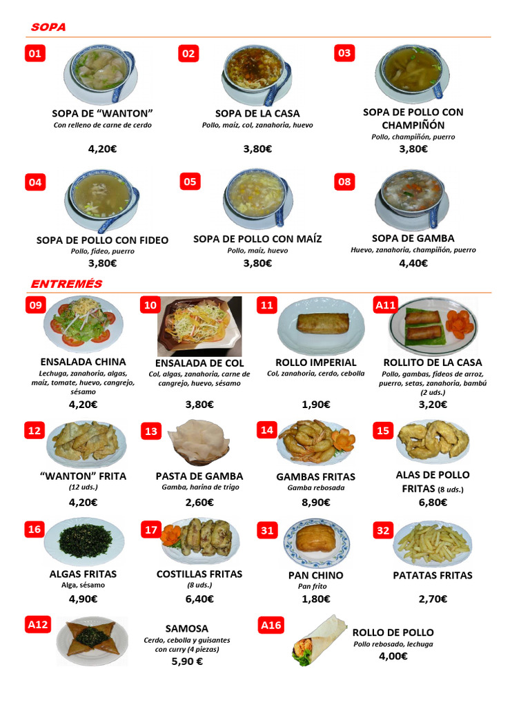 CANTON Chino Restaurante | PDF | Sopa | ensalada