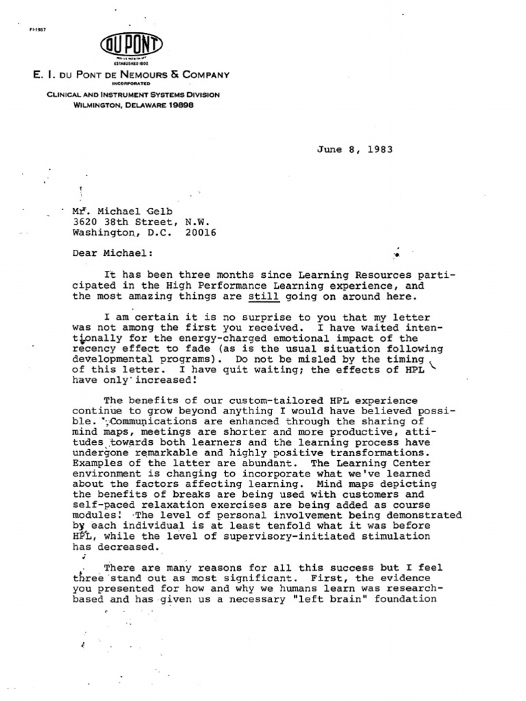 1983 06 08 Dupont Letter | PDF