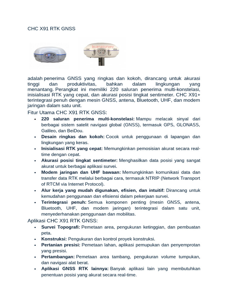 CHC X91 RTK GNSS: Penerima Akurat dan Kokoh | PDF