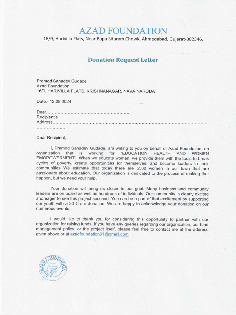 Donation Request Letter | PDF