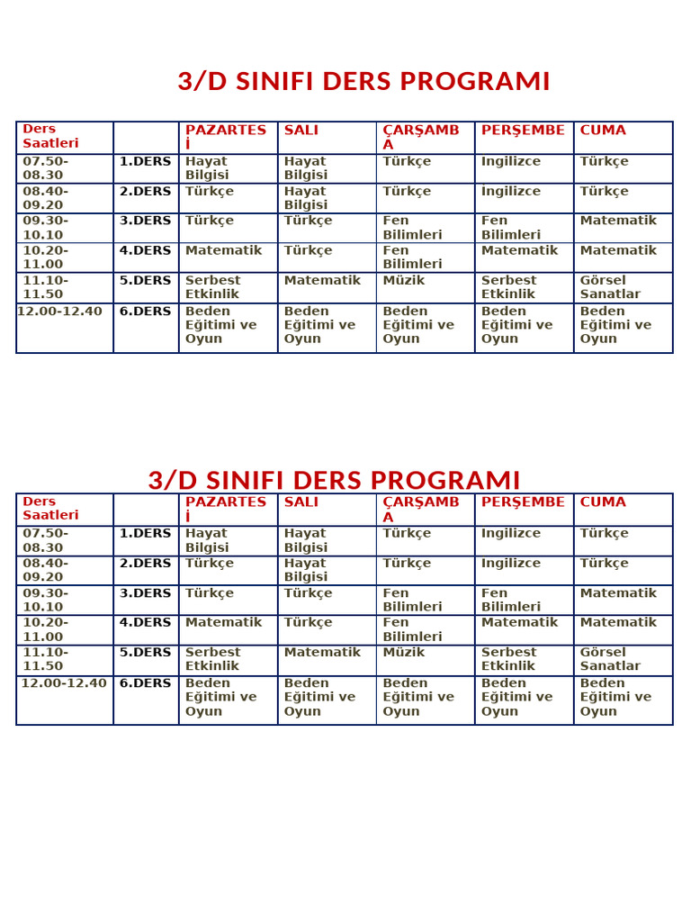 Ders Programi | PDF
