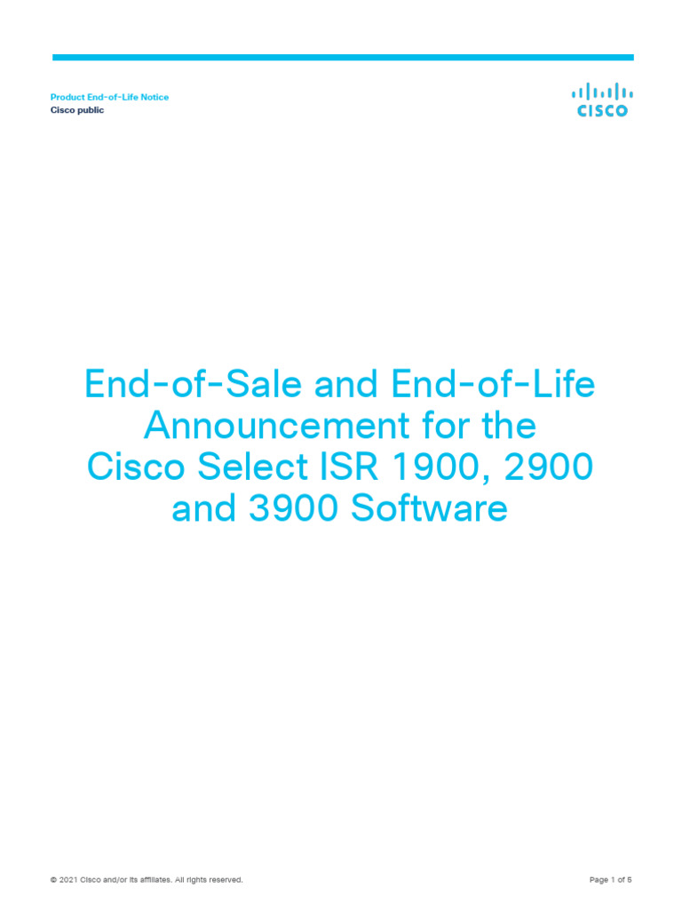 Cisco ISR 1900, 2900, 3900 EOL Notice | PDF | Ios | Computing