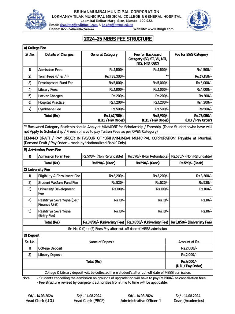 2244 - Download - MBBS Admission Fee Structure 2024-25 | PDF | Payments