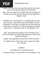 Masters Call PDF | PDF