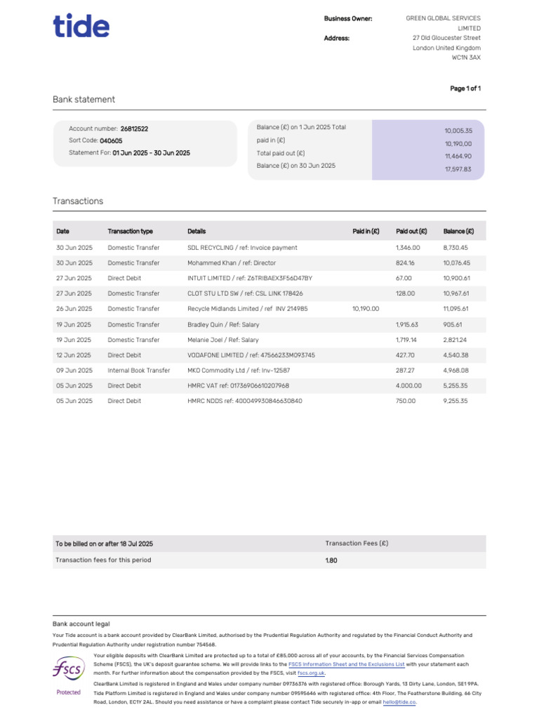 Tide Bank Account Legal Overview | PDF | Banking | Financial Services